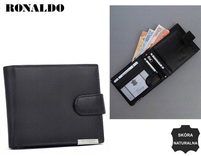 Portfel meski skórzany N992L-PDM-RON-BP Black | Galanteriacedar.pl