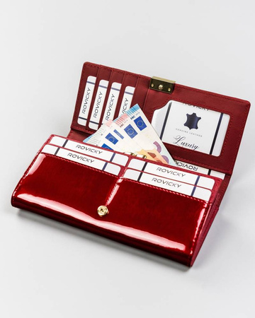Portfel skórzany RFID ROVICKY RH-24A-1-SH Red | Galanteriacedar.pl